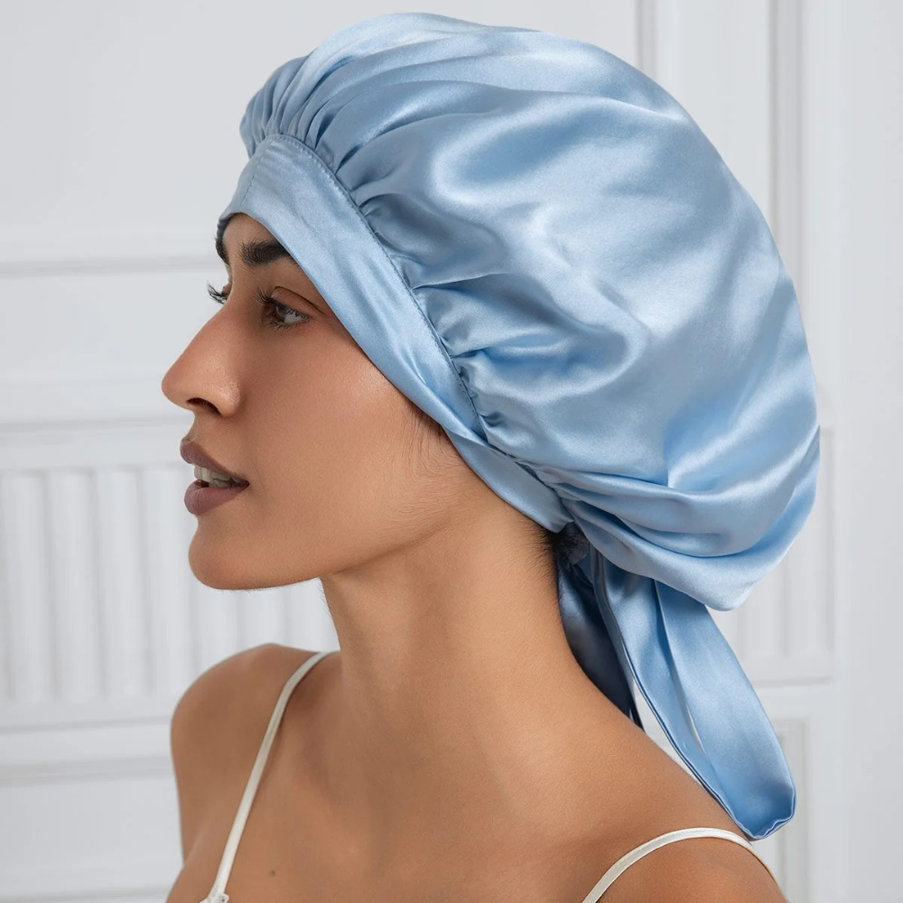 Elegant Silk Sleep Cap with Long Ribbons – Kiyomi